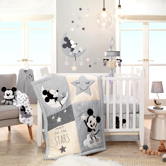 Disney | Wall Decor | Disney Baby Mickey Mouse On The Moon Gray Yellow ...